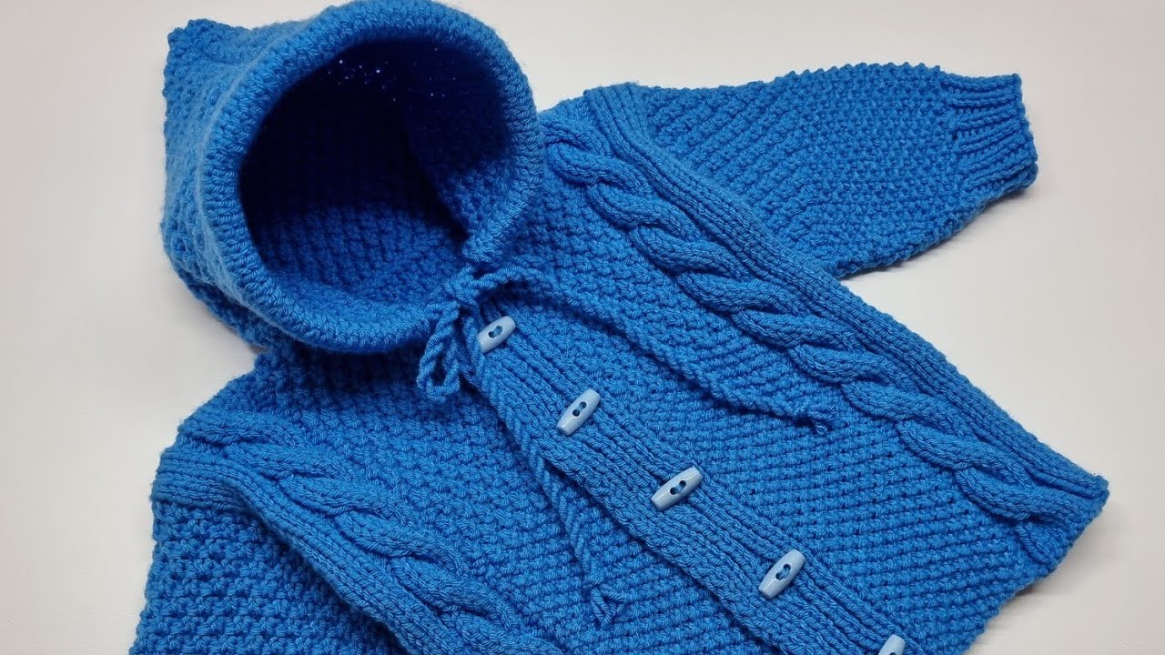 Chompa con capucha punto trenza - Proyectos en Casa